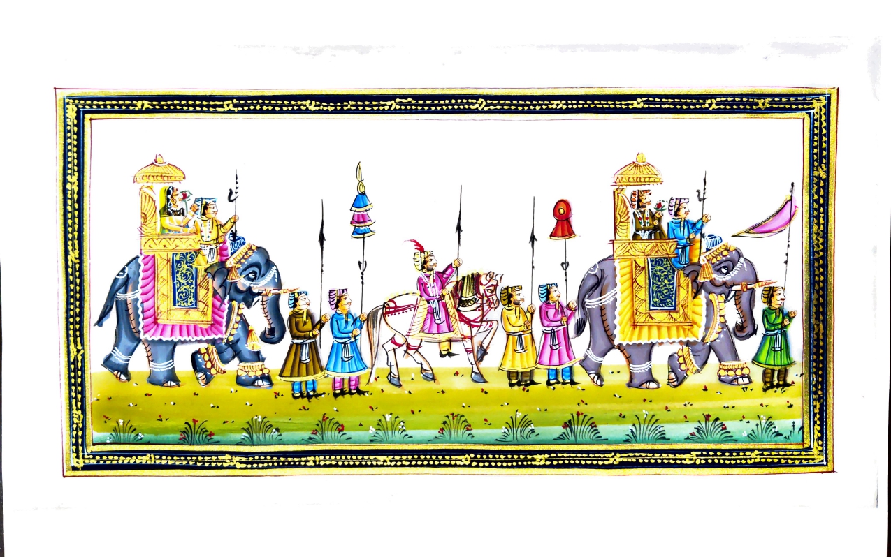 ROYAL PROCESSION PAINTING – TRADITIONAL INDIAN MINIATURE ART - SS ...